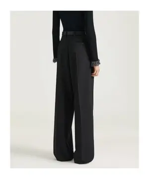 Givenchy Double Pleated Wide Leg Trousers - Black