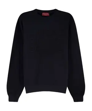 Gucci Brushed Jersey Sweatshirt With Interlocking G Embossing - Black