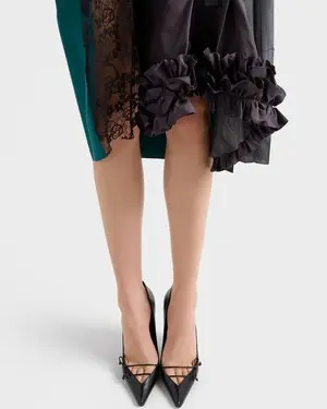 Prada Floral Lace Detailed Midi Skirt