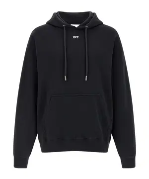 Off-White Logo Print Drawstring Hoodie - Black