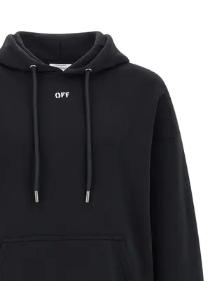 Off-White Logo Print Drawstring Hoodie - Black