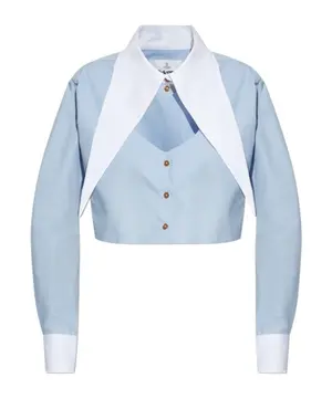 VIVIENNE WESTWOOD Cropped Shirt With Cut-out Detail - Blue
