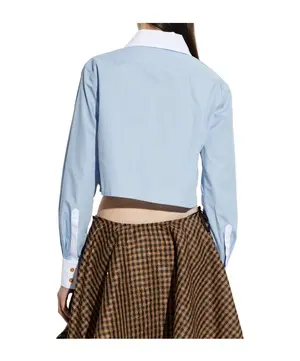 VIVIENNE WESTWOOD Cropped Shirt With Cut-out Detail - Blue