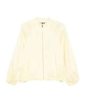 Fabiana Filippi Zip-up Jacket With Gathered Details - White