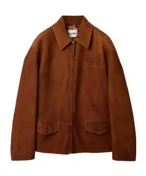 Miu Miu Waxed Suede Jacket - Brown