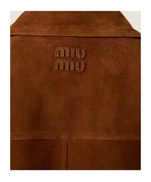 Miu Miu Waxed Suede Jacket - Brown