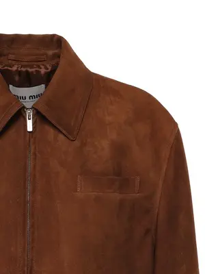 Miu Miu Waxed Suede Jacket - Brown