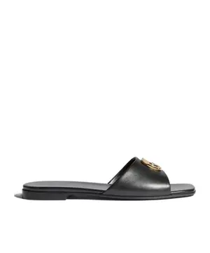 Gucci Logo Slide Flat Sandals - Black