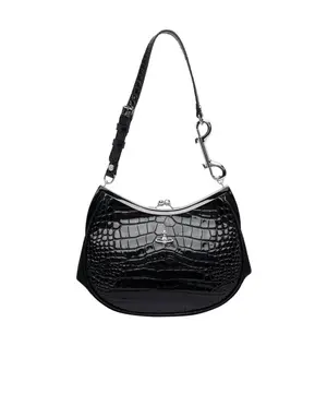 VIVIENNE WESTWOOD Orb Plaque Embossed Shoulder Bag - Black