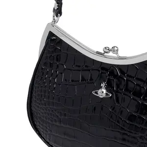 VIVIENNE WESTWOOD Orb Plaque Embossed Shoulder Bag - Black