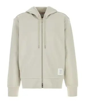 Thom Browne Logo Patch Zip-up Hoodie - Light Brown