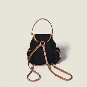 Miu Miu Logo Detailed Backpack - Black/brandy