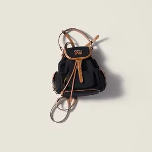 Miu Miu Logo Detailed Backpack - Black/brandy