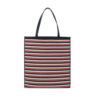 Marni Striped Logo Patch Tote Bag