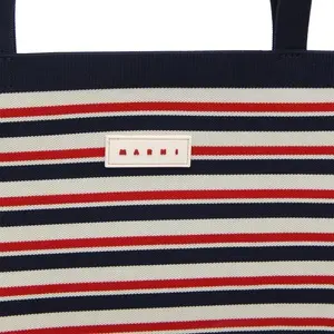 Marni Striped Logo Patch Tote Bag