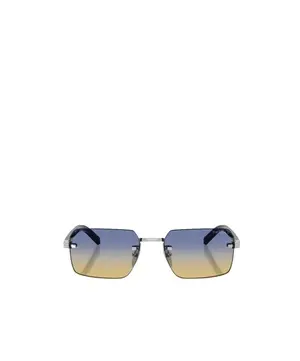 Prada Rectangle Rimless Frame Sunglasses - Silver