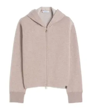 Max Mara Cashmere And Wool Blend Knit Zip-up Hoodie