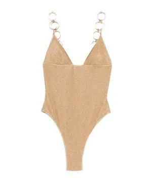Oseree Lurex Ring Detail Swimsuit - Nude