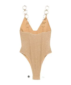 Oseree Lurex Ring Detail Swimsuit - Nude