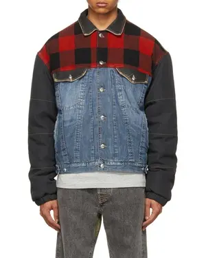 DIESEL® Plaid & Denim Jacket
