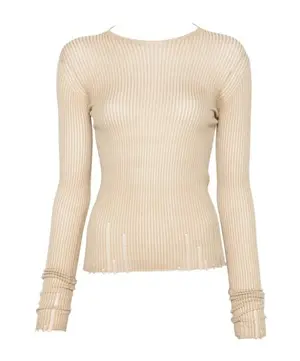 UMA WANG Crew Neck Knitwear With Ribbed Trim - No