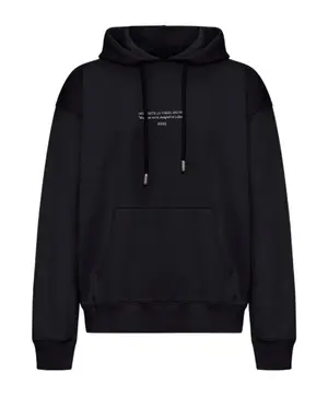 Off-White Hooded Sweatshirt With Drawstring And Pouch Pocket - Black