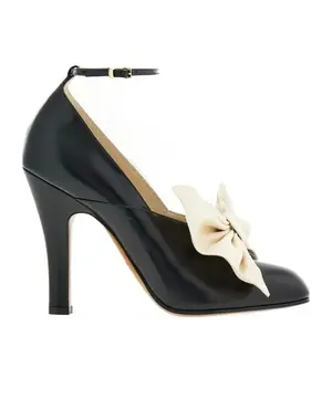 FERRAGAMO Bella Brushed Calfskin Pumps With Ankle Strap And Bow Detailing