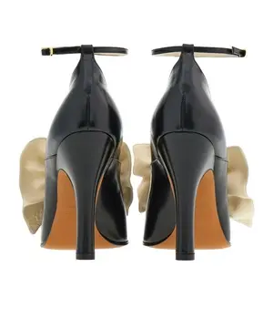 FERRAGAMO Bella Brushed Calfskin Pumps With Ankle Strap And Bow Detailing