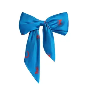 Celine Big Ribbon Hair Clip In Silk And Steel - Blue