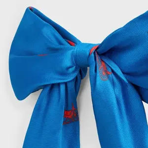 Celine Big Ribbon Hair Clip In Silk And Steel - Blue