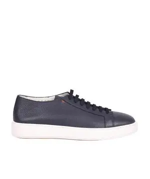 Santoni Leather Lace-up Sneakers - Black