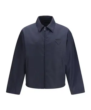 Prada Triangle Patch Zipped Jacket - Blue