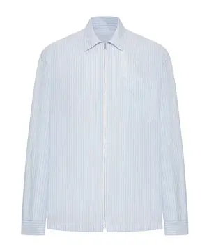 Prada Zip-up Striped Shirt - White