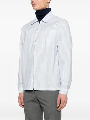 Prada Zip-up Striped Shirt - White
