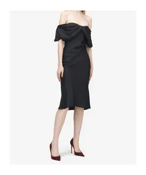 Alexander McQueen Off-the-shoulder Puff Sleeve Midi Dress