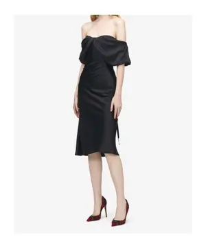 Alexander McQueen Off-the-shoulder Puff Sleeve Midi Dress