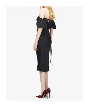 Alexander McQueen Off-the-shoulder Puff Sleeve Midi Dress