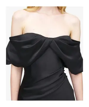 Alexander McQueen Off-the-shoulder Puff Sleeve Midi Dress