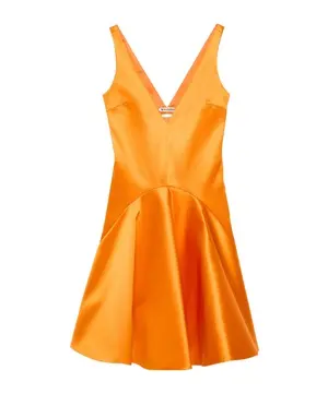 J.W.ANDERSON Sleeveless V-neck Dress With Curved Pleated Skirt - Satsuma