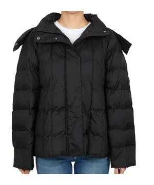 Max Mara Down Quilted Hooded Long Sleeve Coat - Black