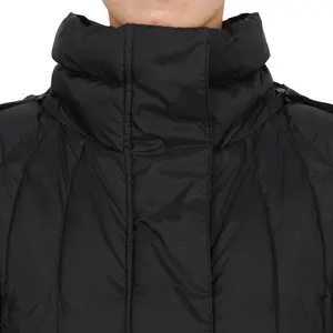Max Mara Down Quilted Hooded Long Sleeve Coat - Black