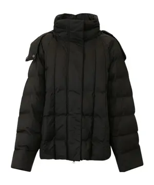 Max Mara Down Quilted Hooded Long Sleeve Coat - Black