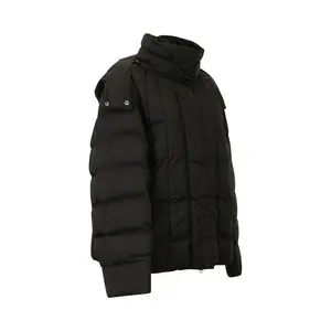 Max Mara Down Quilted Hooded Long Sleeve Coat - Black