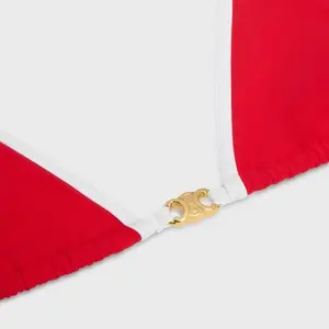 Celine Triomphe Triangle Top In Matte Jersey - Red