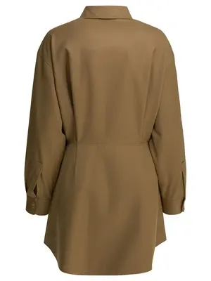 Celine Wool Mini Dress With Button Cuffs And Flap Pockets