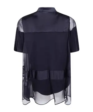Sacai High Collar Patchwork Blouse