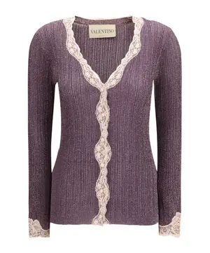 Valentino Garavani V-neck Lace Detailed Cardigan