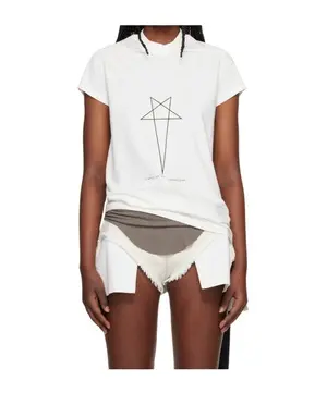 Rick Owens White Short Sleeve T-shirt - Opal/black