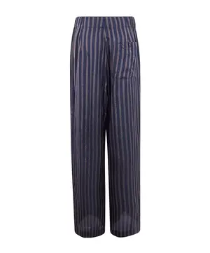 Dries Van Noten Pleated Wide Leg Trousers - Navy
