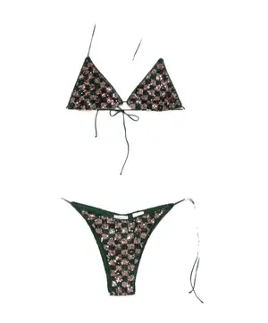 Oseree Lace-up Bikini Set With Sequin Embellishment - Multicolor